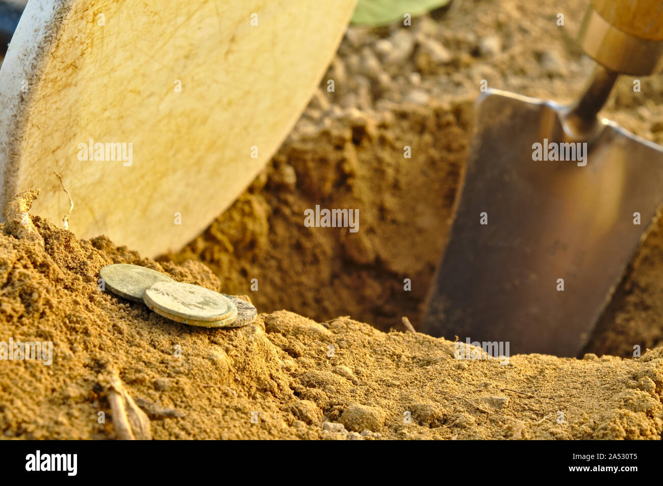 Metal Detecting: Digging while searching for coins with a metal ...