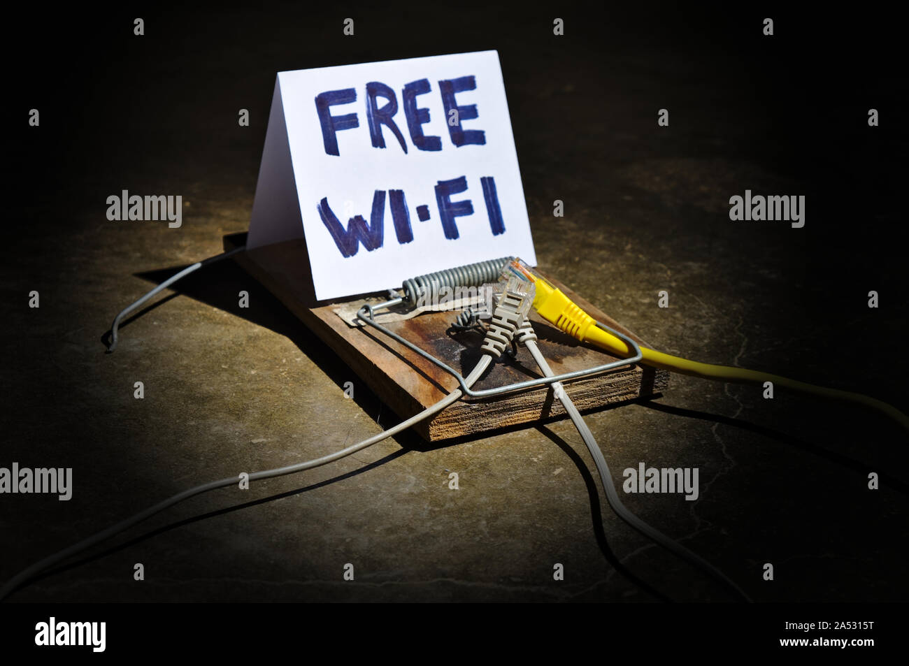 The dangers and risks of Free Wi-fi. Cyber crime and hacking Stock ...