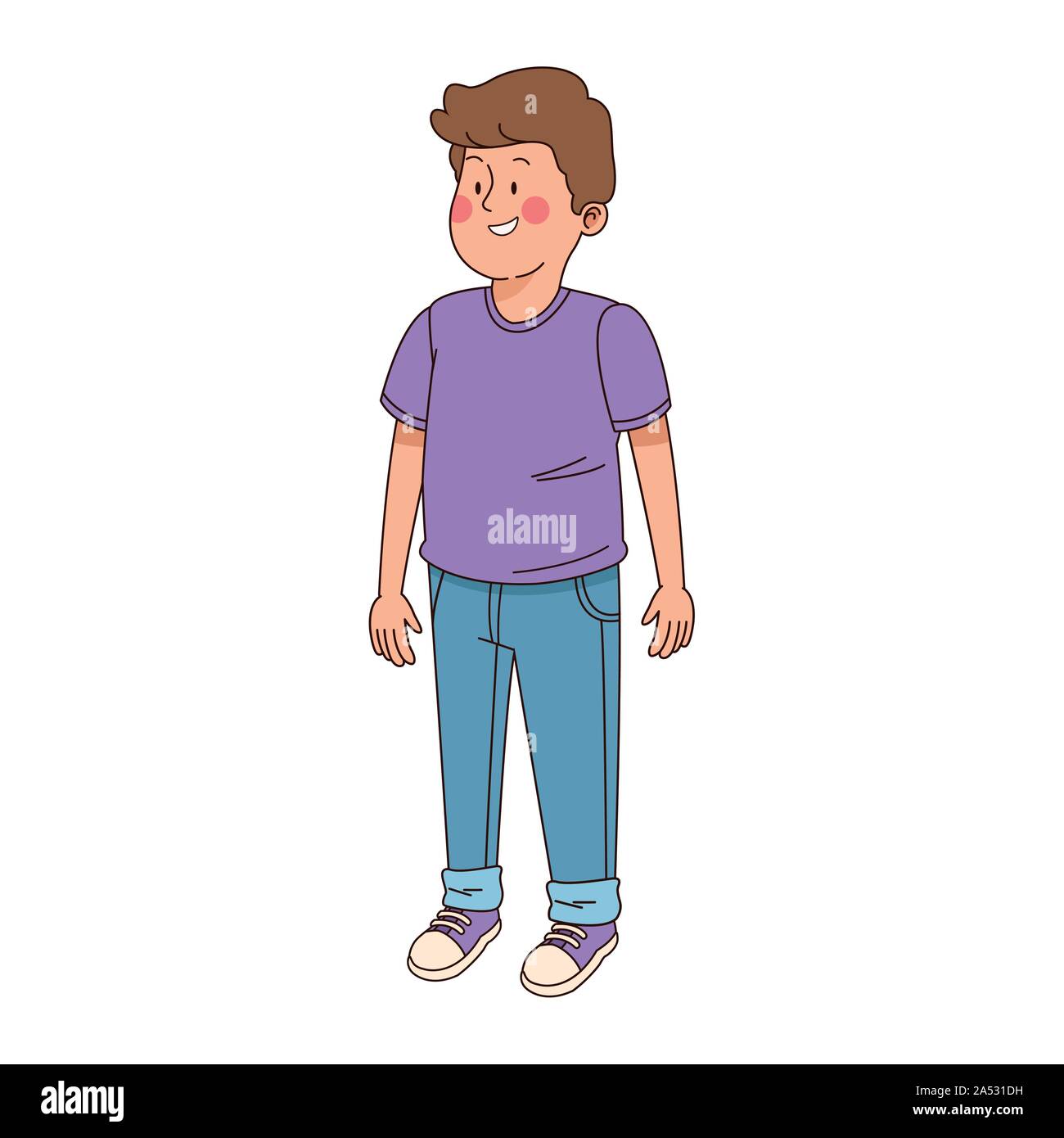 Cartoon Teenage Boy Standing