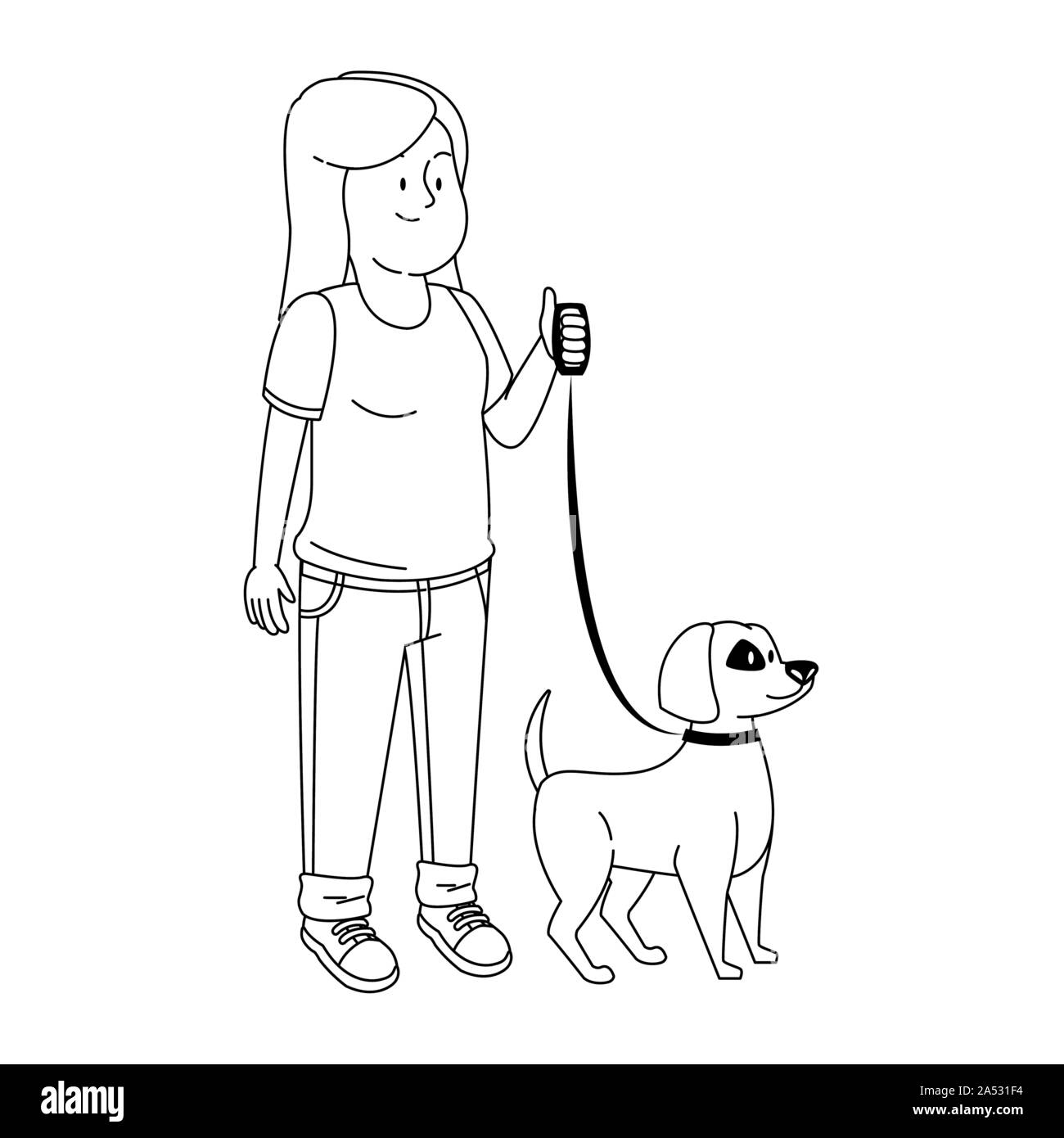 teen girl with cute dog icon Stock Vector Image & Art - Alamy