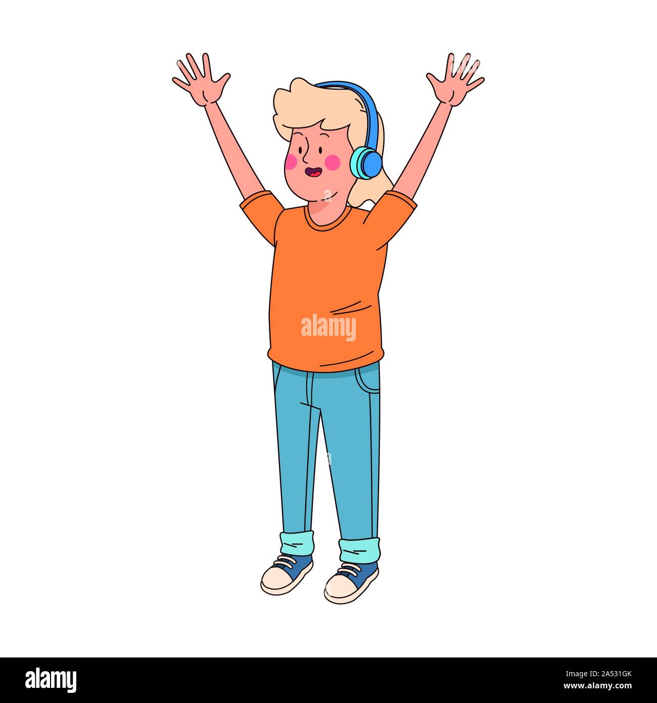 cartoon happy teenager boy with headphones Stock Vector Image & Art - Alamy