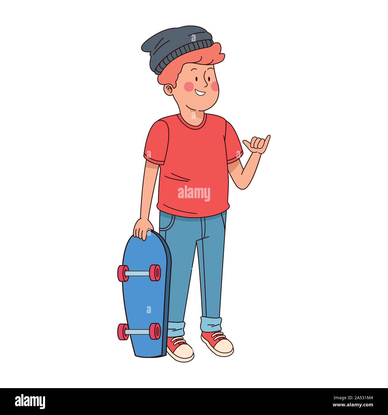 cool teen boy with skateboard Stock Vector Image & Art - Alamy