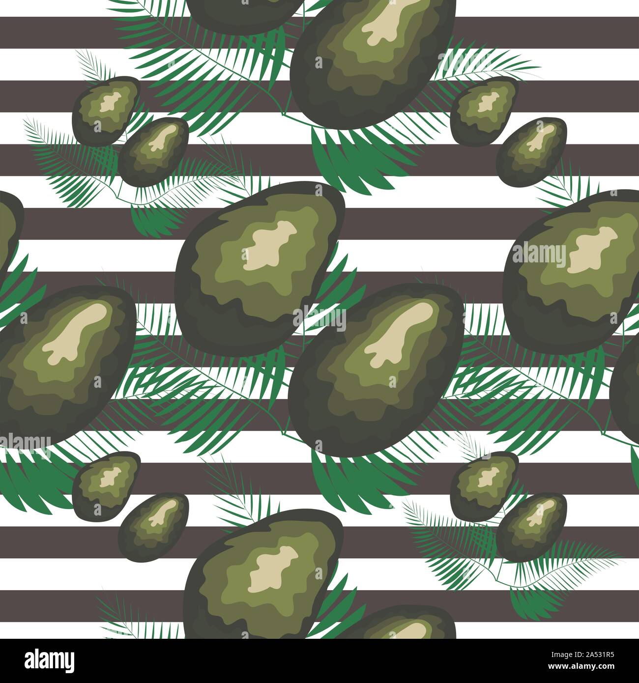 Seamless pattern with tiger stripes and tropical fruits and leaves ...