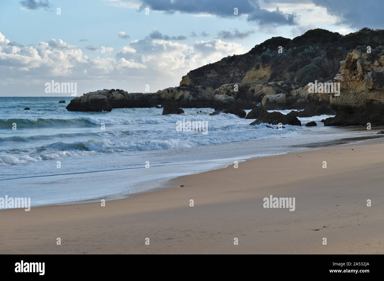 Oura beach scene in Albufeira. Algarve, Portugal Stock Photo - Alamy