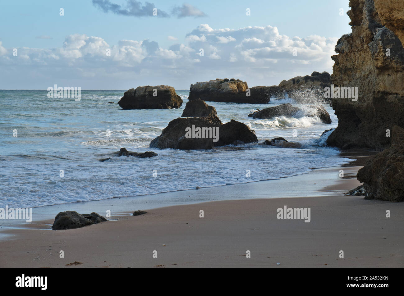 Oura beach scene in Albufeira. Algarve, Portugal Stock Photo - Alamy