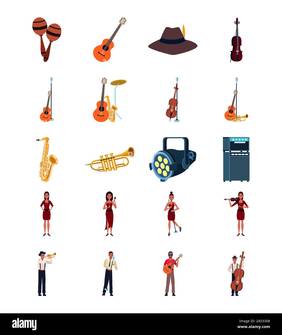 Classical concert stage instruments Stock Vector Images - Alamy