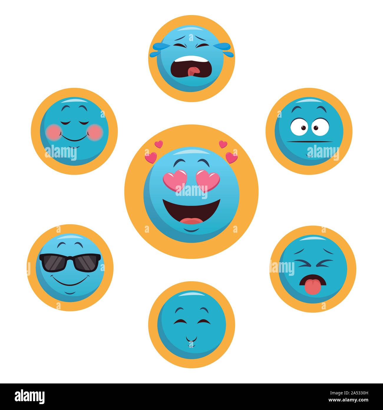 Set of chat emoticons over circle frames Stock Vector Image & Art - Alamy