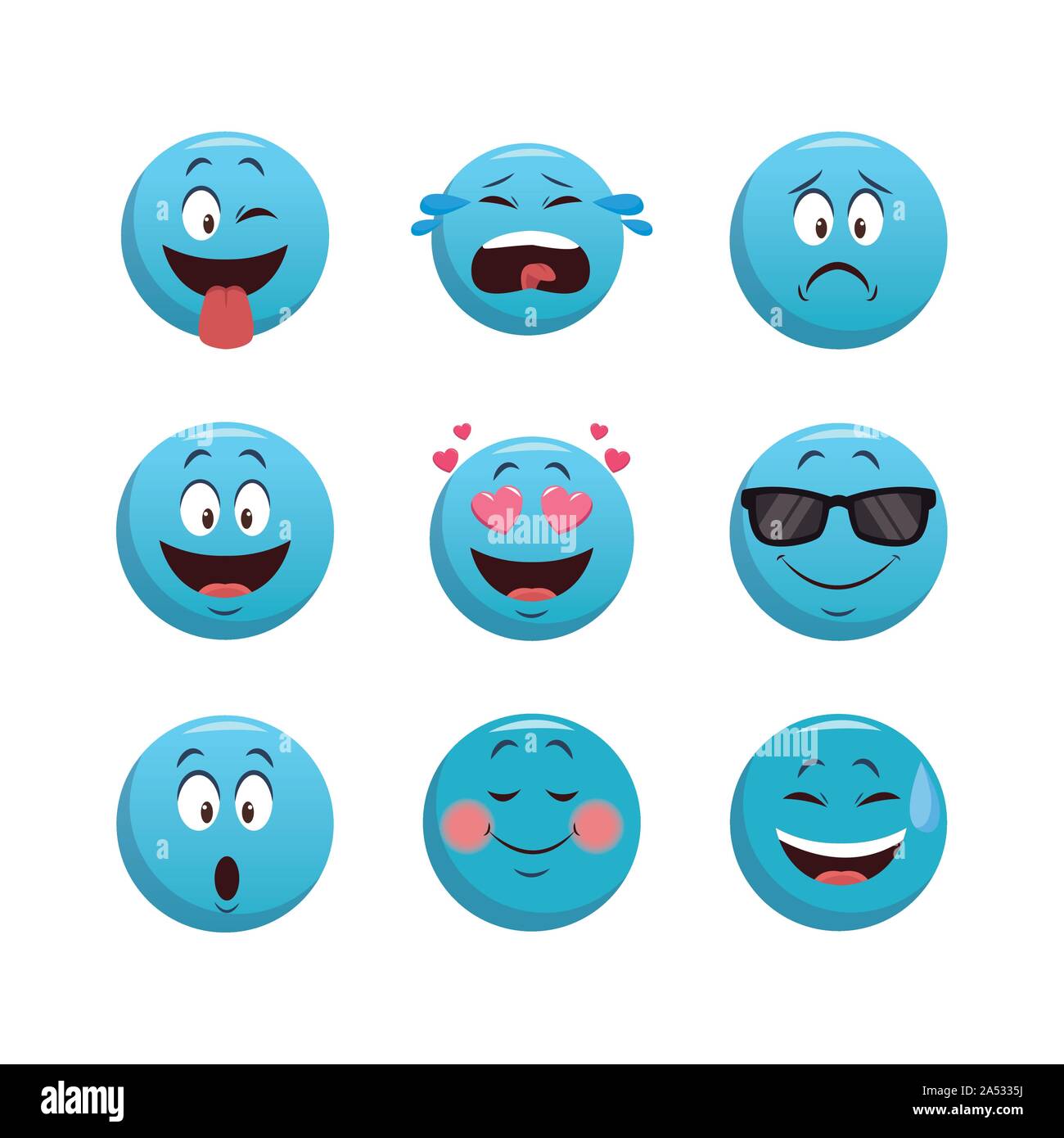 Set of chat emoticons with facial expressions Stock Vector Image & Art ...