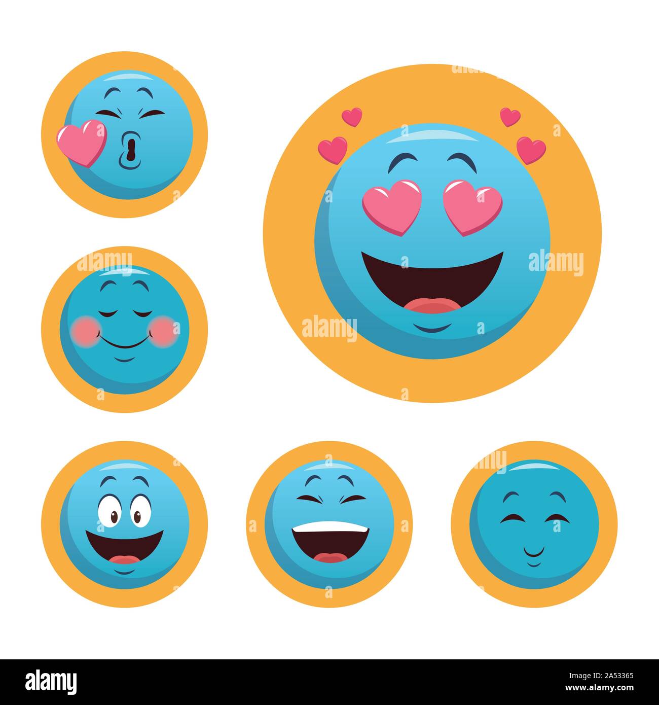 Set of blue chat emoticons, colorful design Stock Vector Image & Art ...