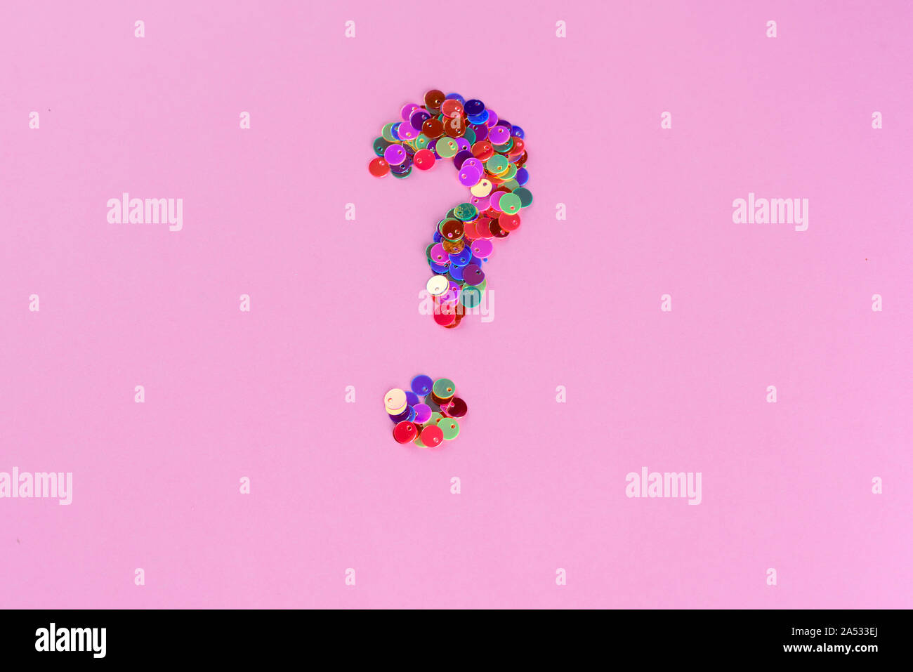 Holographic glitter question mark from sequins.Copy space Stock Photo ...