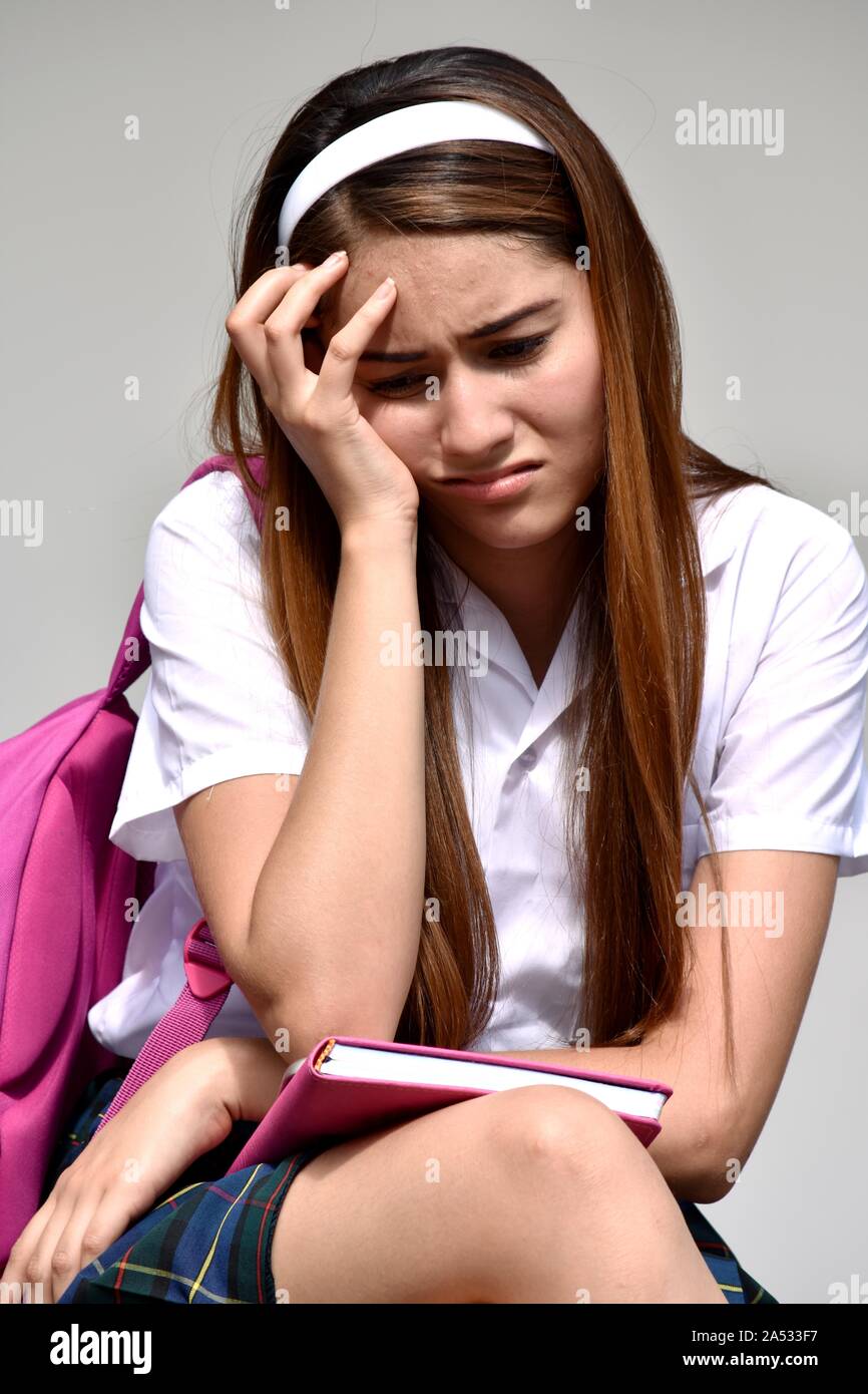 Unhappy Student Teenager School Girl Wearing School Uniform Stock Photo ...