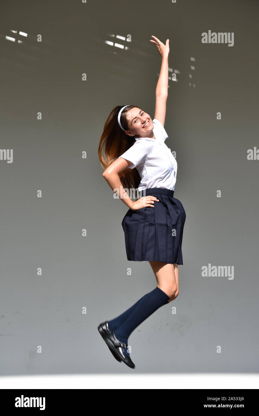 Happy Excited Girl Jumping Stock Photo - Alamy