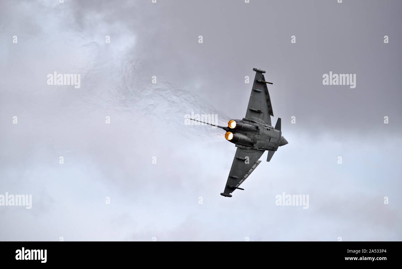 Italian Air Force F-2000A Typhoon fighter jet performing at the 2019 ...