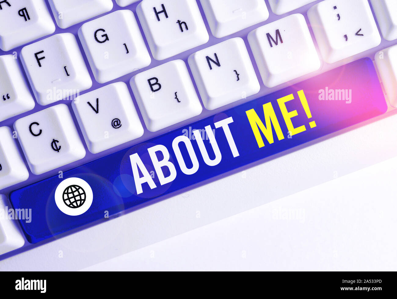 Writing note showing About Me. Business concept for telling someone ...