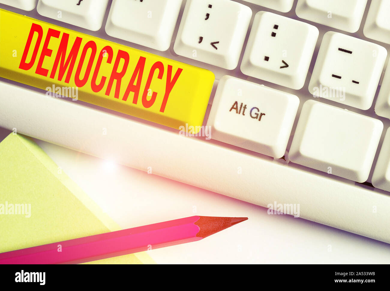Handwriting text writing Democracy. Conceptual photo freedom of the ...