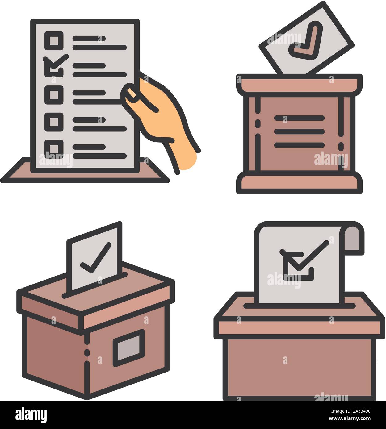 Ballot icons set. Outline set of ballot vector icons for web design ...