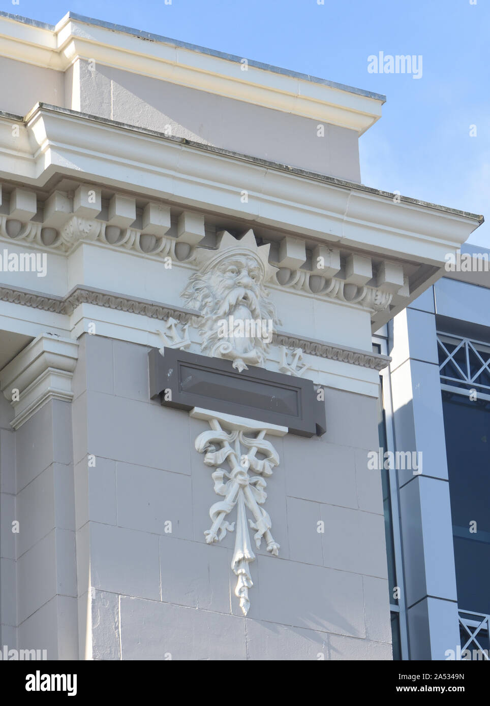 Neoclassical decoration on the Steamship Terminal reflects past glories ...