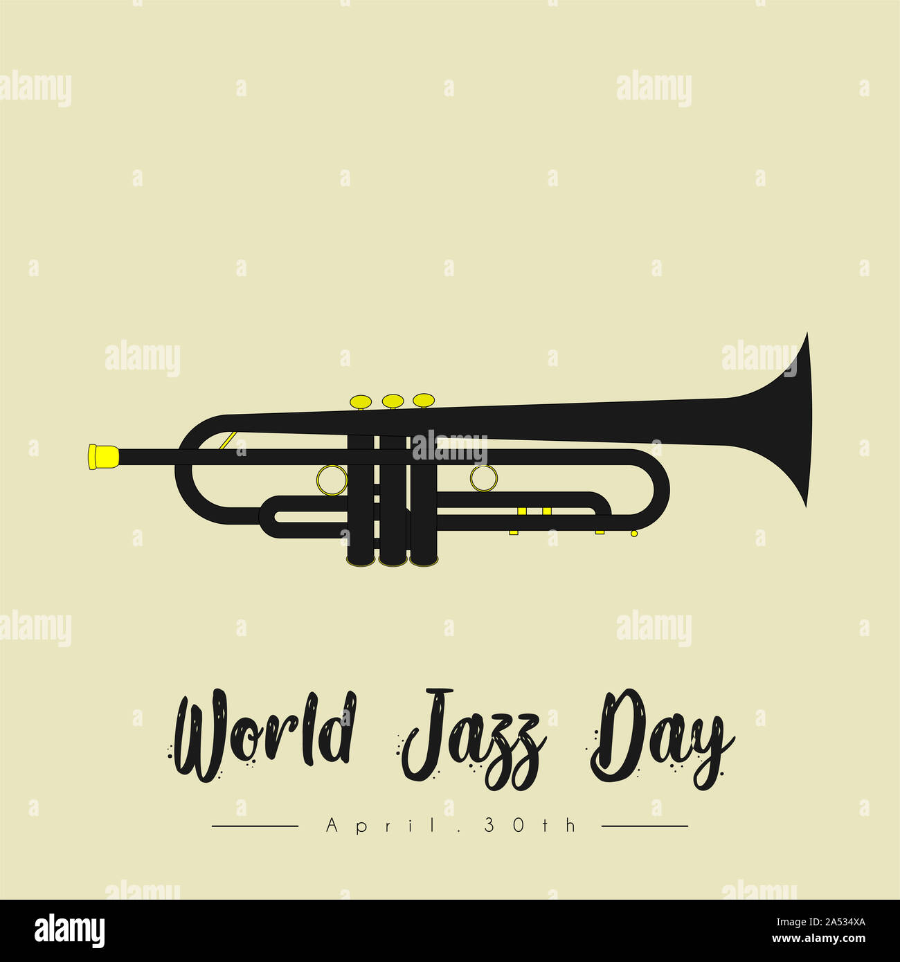 World Jazz Day with trumpet cartoon vector Stock Photo - Alamy