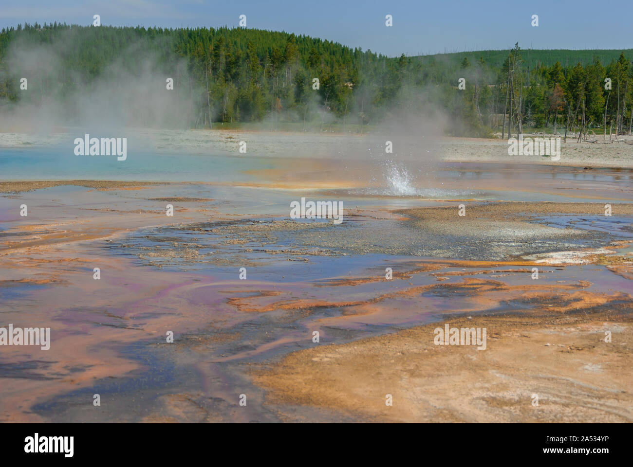 Grand Prismatic Hot Spring, Midway Geyser Basin, Yellowstone, WY USA ...