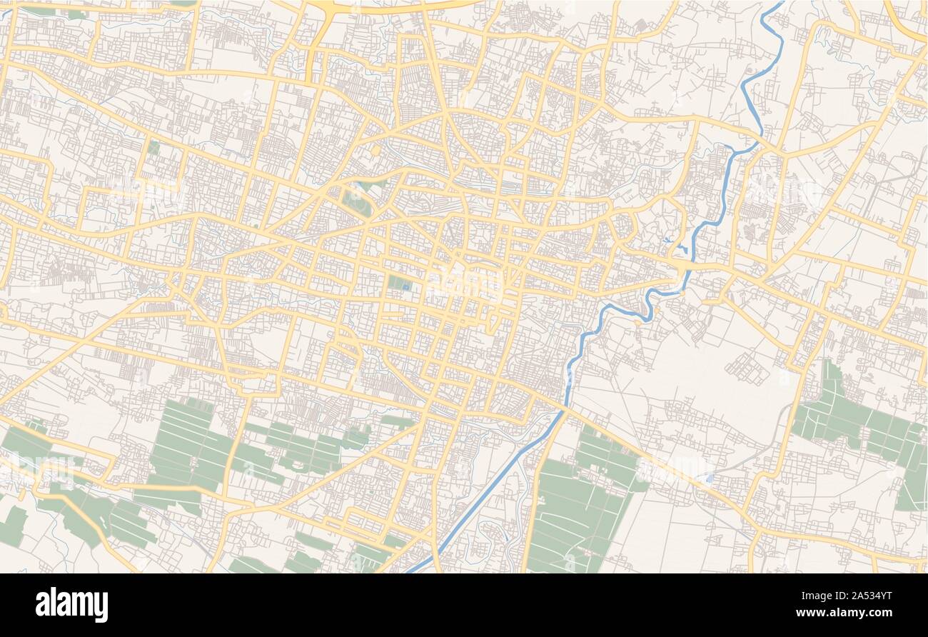 Printable street map of Surakarta, Province Central Java, Indonesia ...