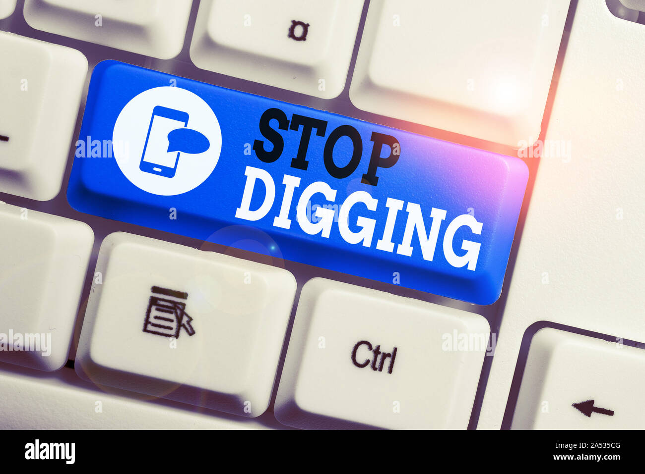 Conceptual hand writing showing Stop Digging. Concept meaning Prevent ...