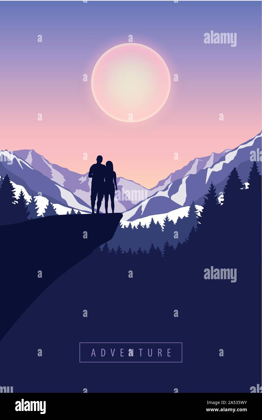 Happy couple on hiking Stock Vector Images - Alamy