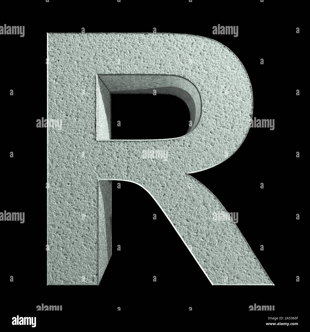 Blue ice font letter r 3d rendering illustration isolated on white ...
