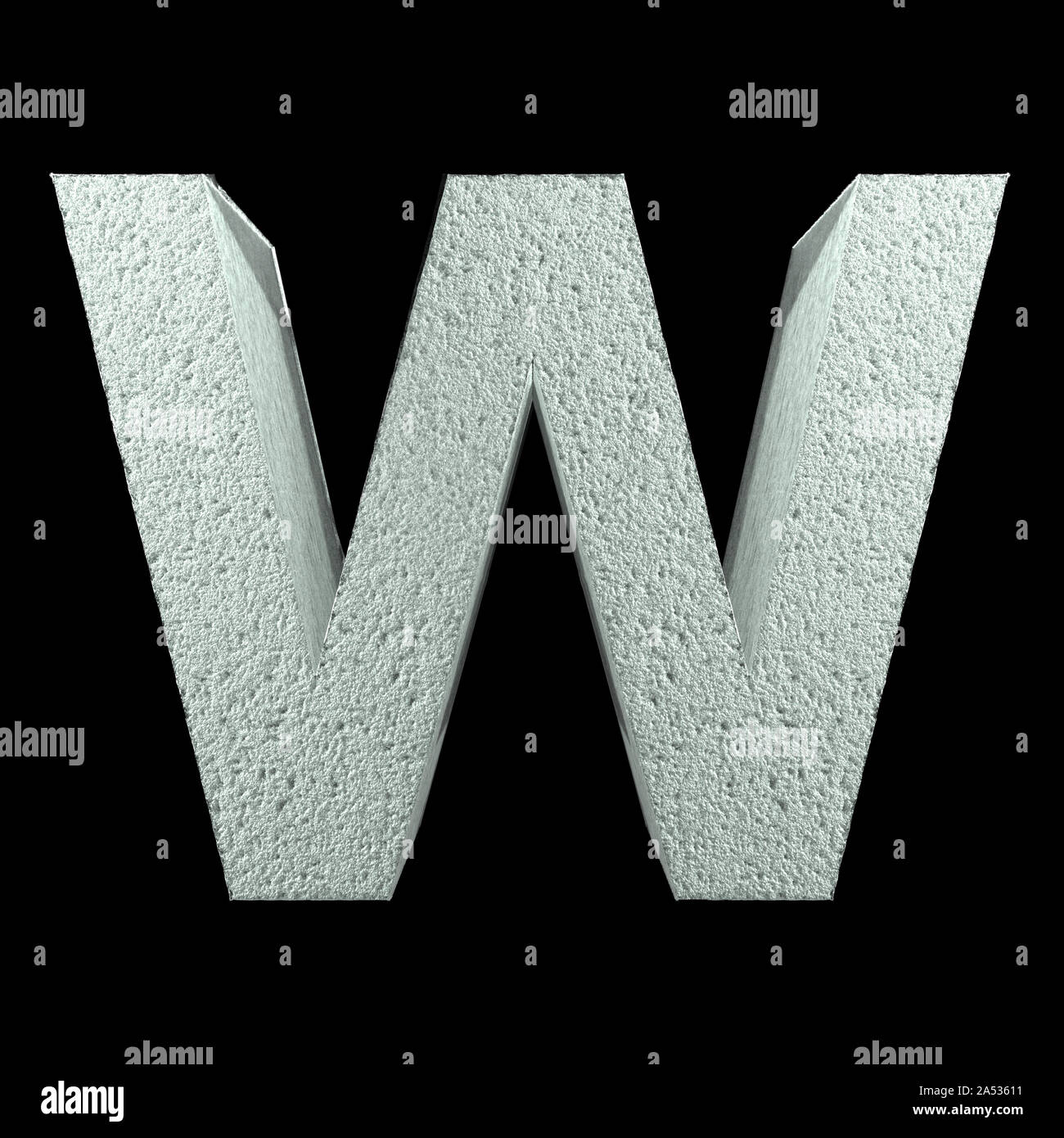 Letter W made of snow. Snow font. 3d rendering Stock Photo - Alamy