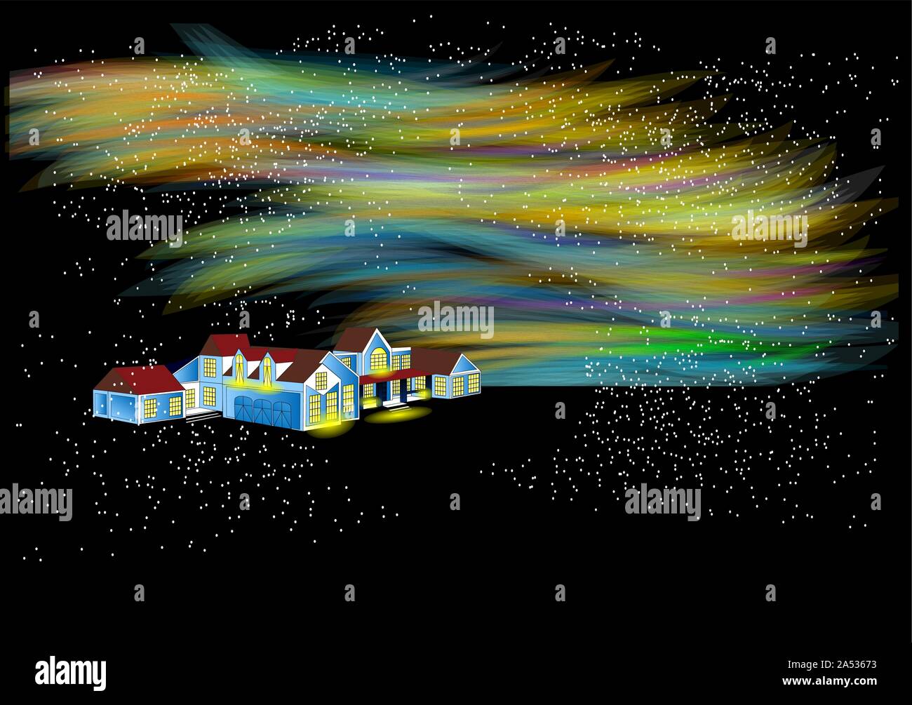 Northern lights night in Stock Vector Images - Alamy