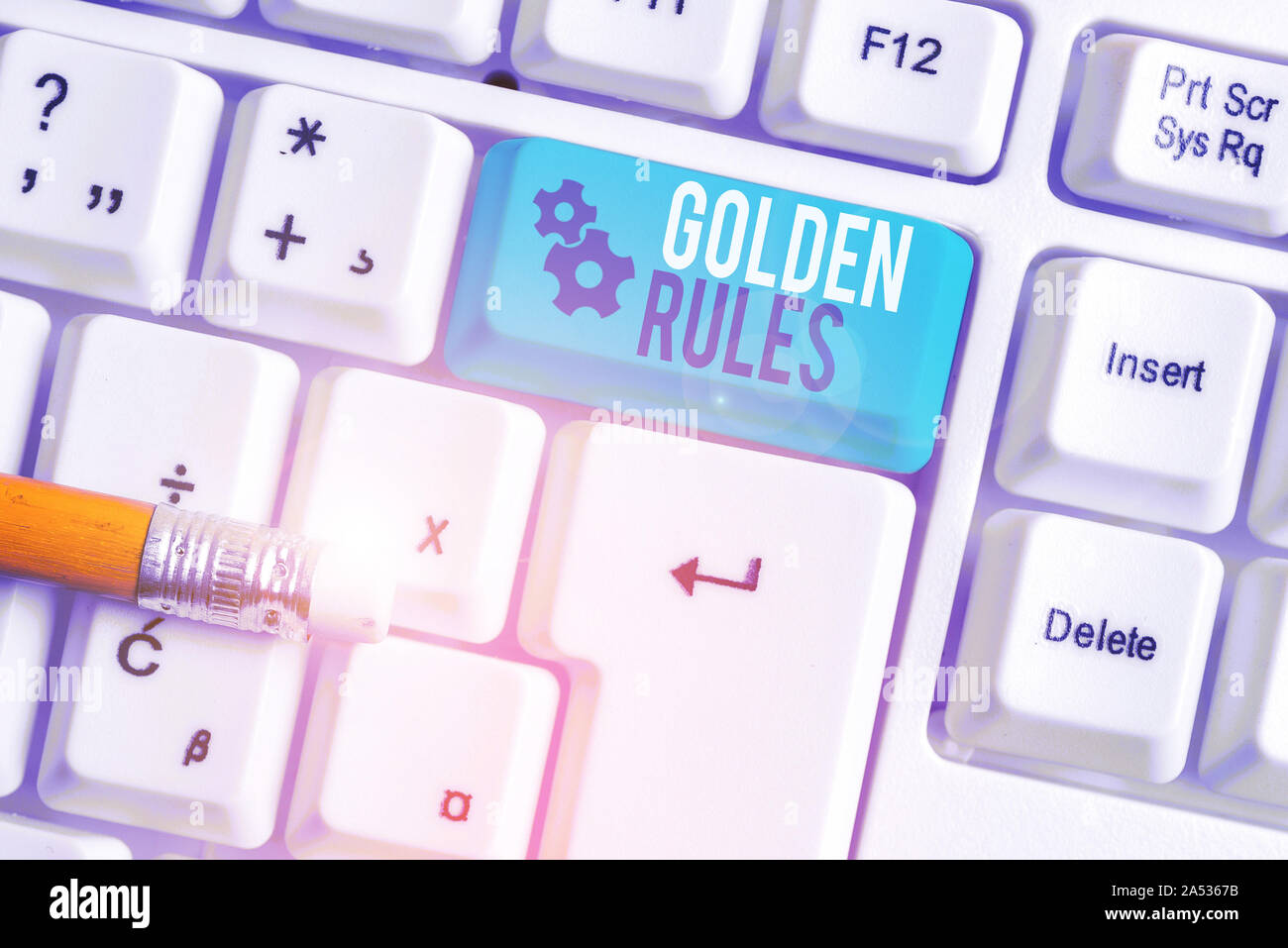 Writing note showing Golden Rules. Business concept for Basic principle ...