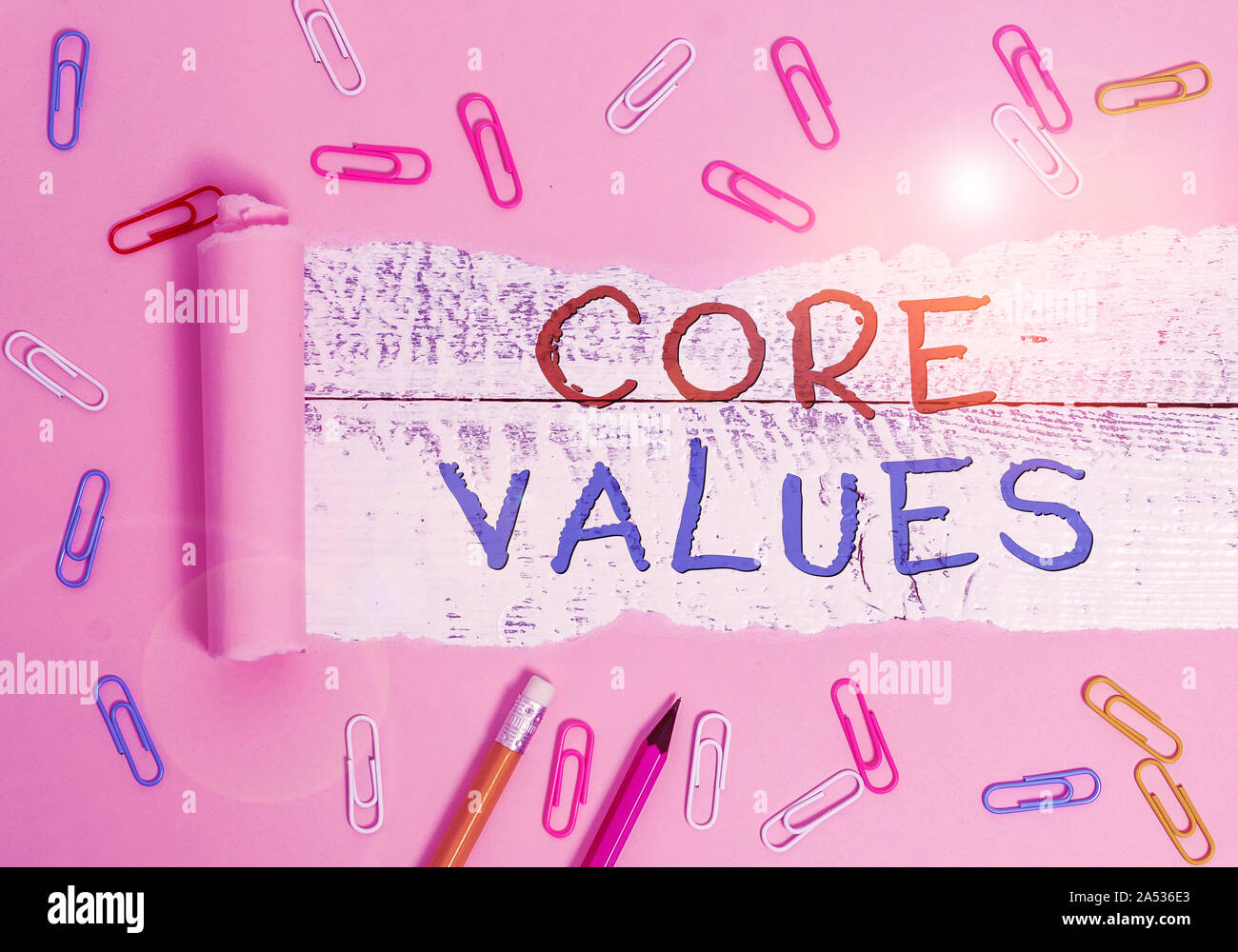 Writing note showing Core Values. Business concept for belief ...