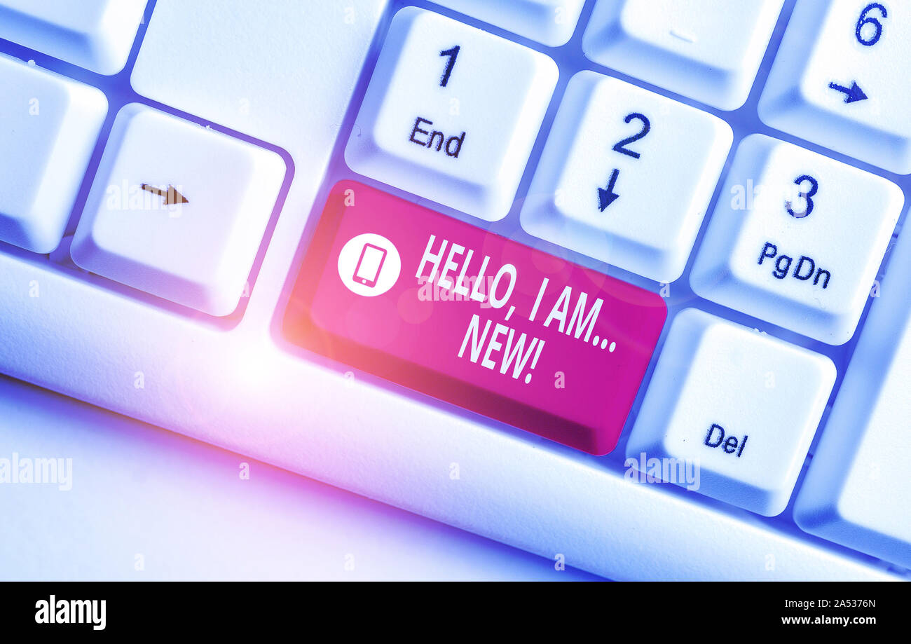 Text sign showing Hello I Am New. Business photo text used greeting or ...