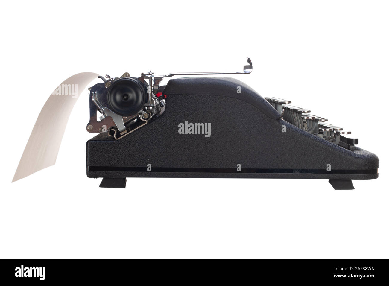 Side view of old retro vintage typewriter isolated on white Stock Photo ...