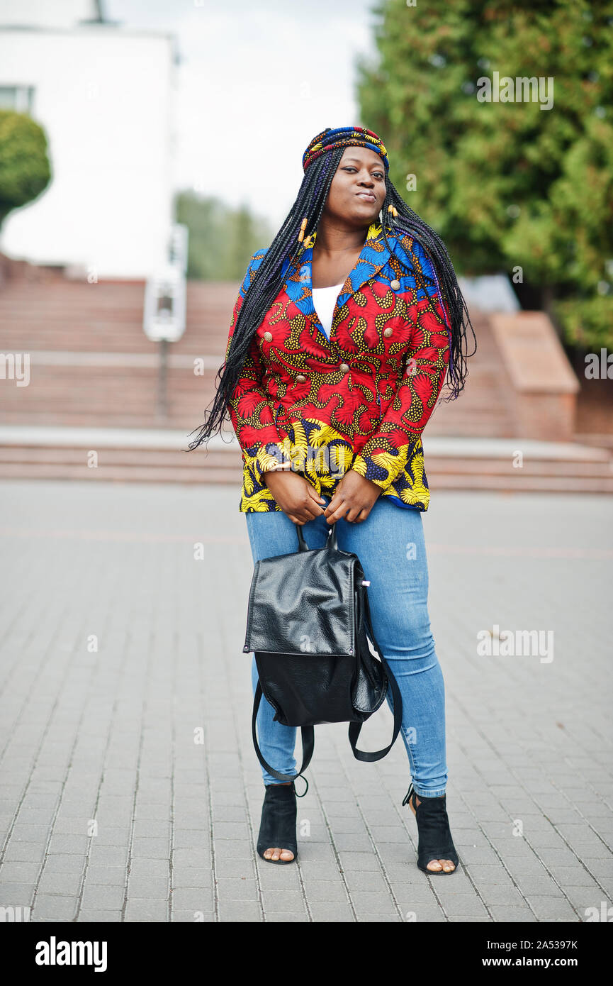 Young black female posed in the city. African women single portrait ...