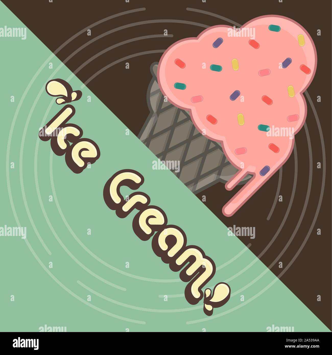 Strawberry ice cream cone. Vintage poster - Vector illustration Stock ...