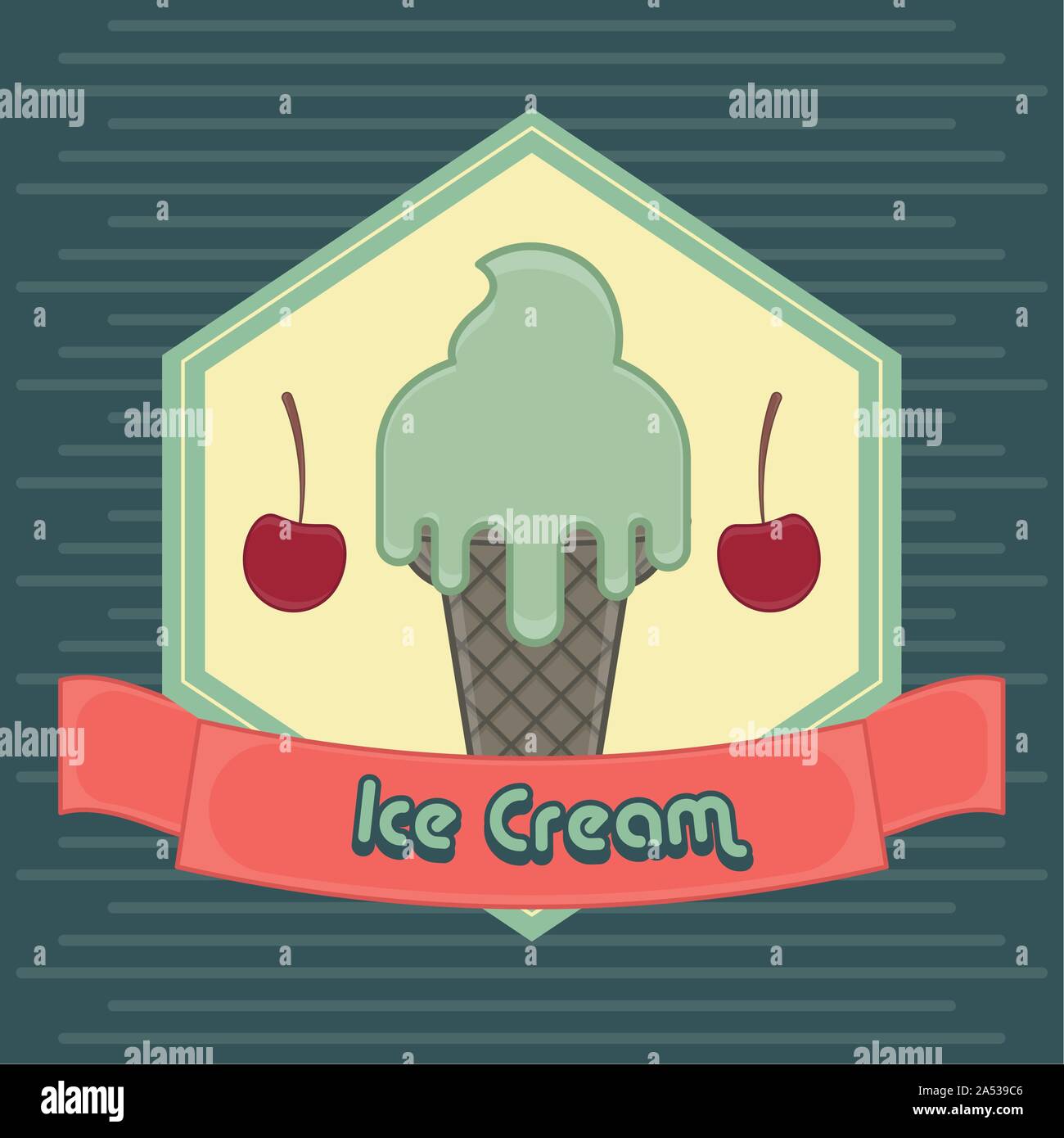 Ice cream cone. Vintage poster - Vector illustration Stock Vector Image ...