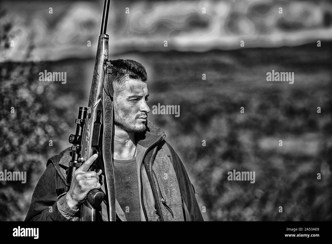 Woodsman rifle Black and White Stock Photos & Images - Alamy