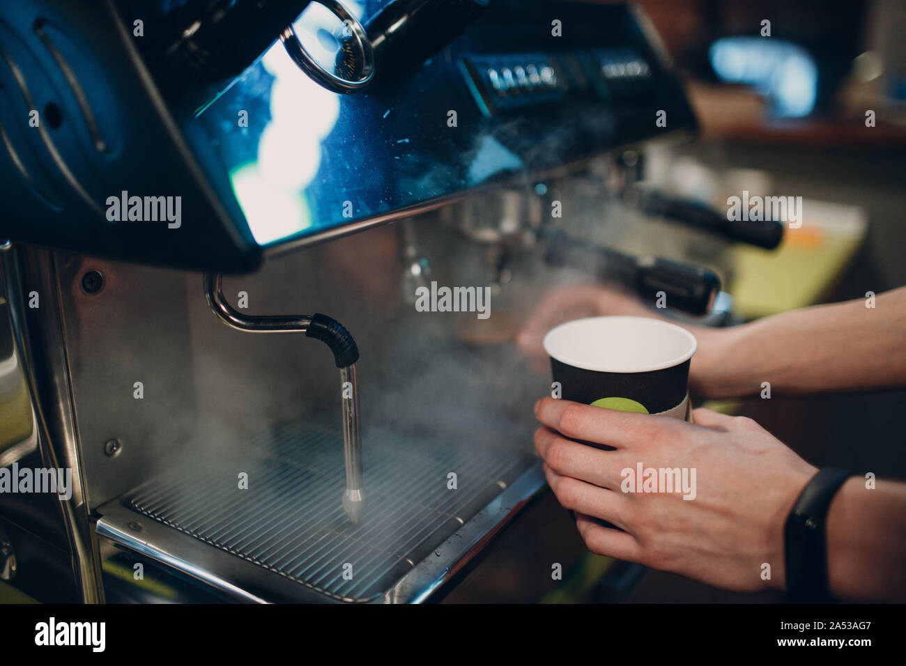 Barista makes coffee in cafe hi-res stock photography and images - Alamy