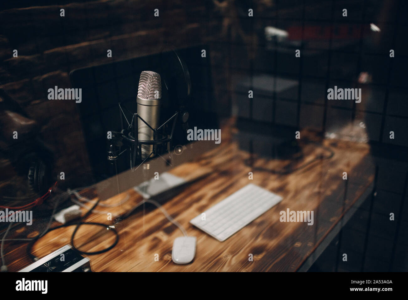 Microphone in a recording studio Stock Photo - Alamy