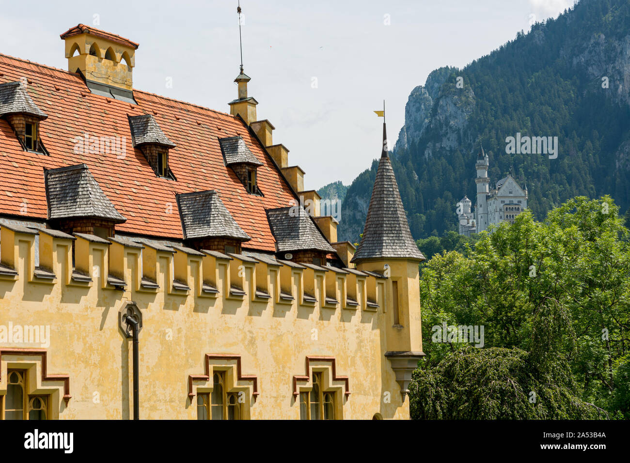 Postcard view of spectacular Romanesque Revival fairytale castle Stock ...