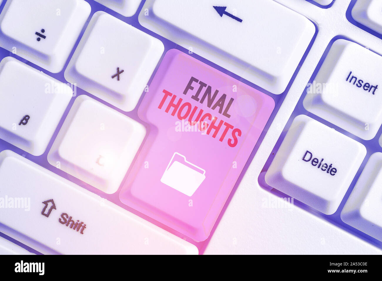 Handwriting text Final Thoughts. Conceptual photo the conclusion or ...