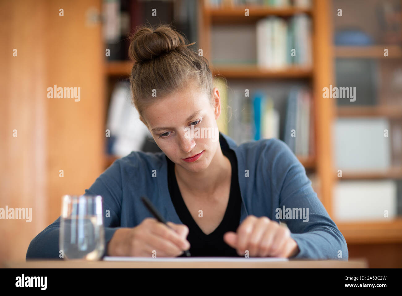 student learning in a library Stock Photo - Alamy