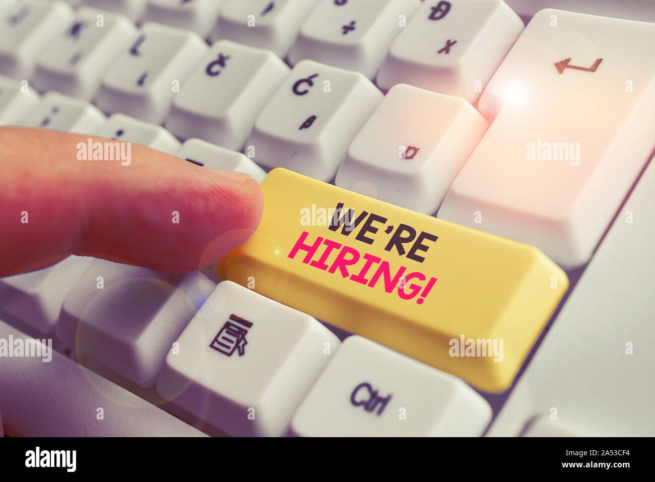 Writing note showing We Re Hiring. Business concept for process of ...