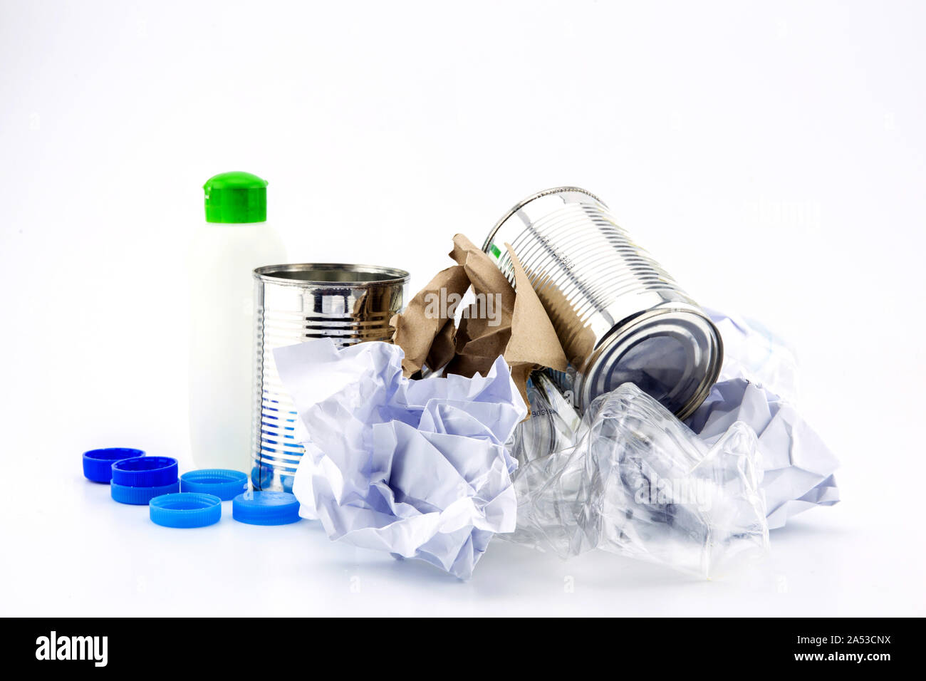 Heap of plastic garbage on white background Stock Photo - Alamy