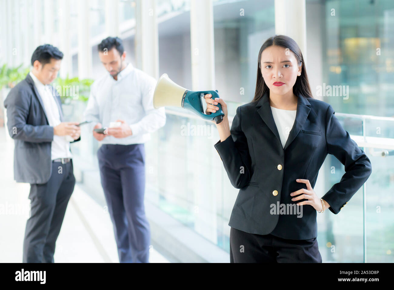 Woman Megaphone Office High Resolution Stock Photography and Images - Alamy