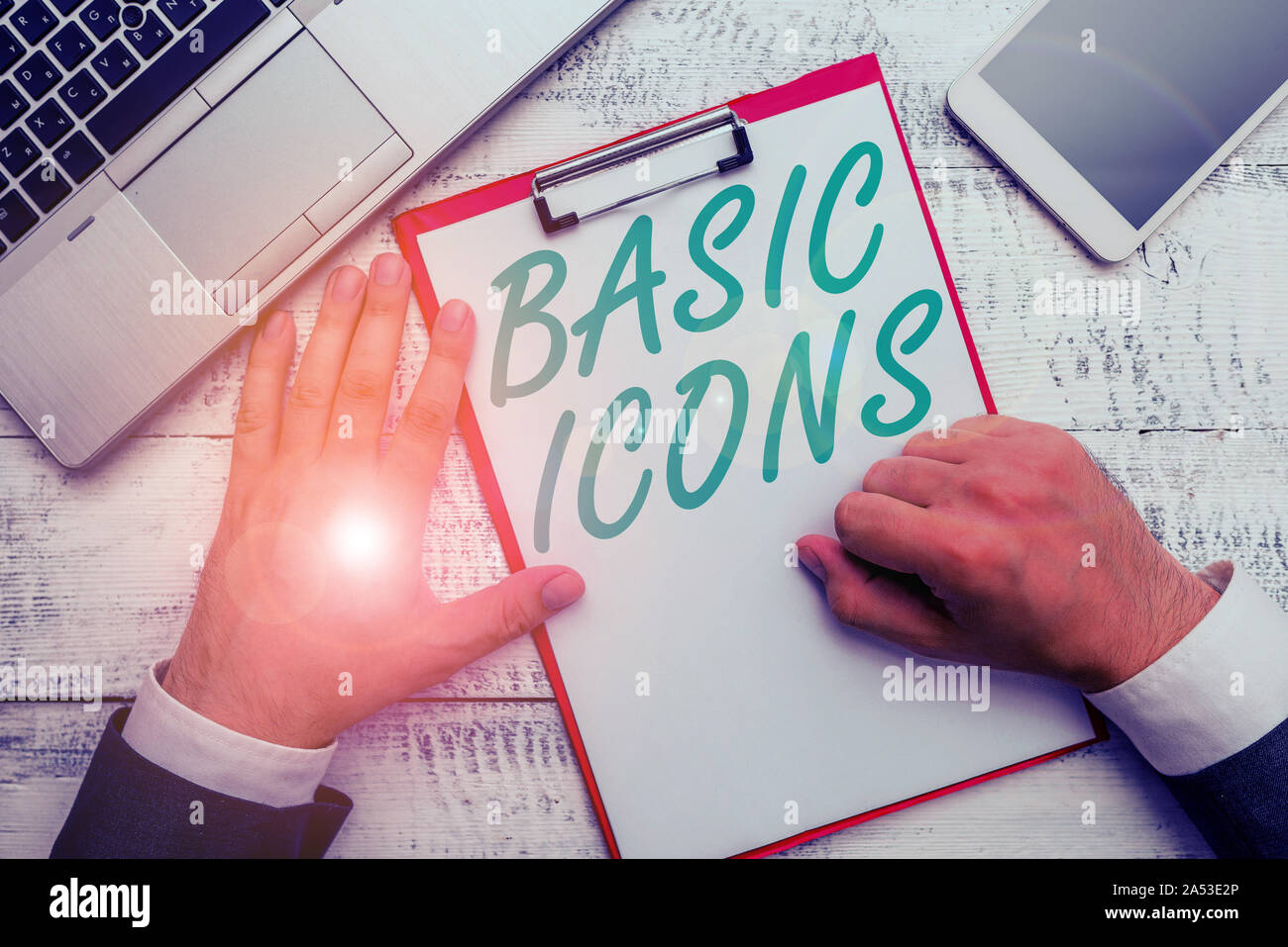 Conceptual hand writing showing Basic Icons. Concept meaning pictogram ...