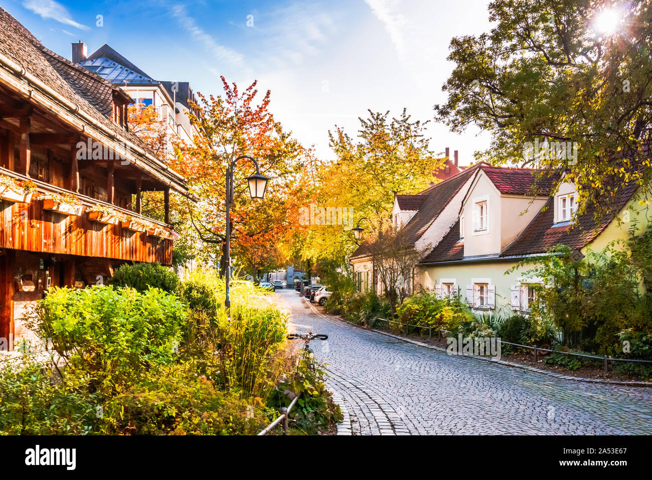 Old buildings of Haidhausen in the city center of Munich, Germany Stock ...
