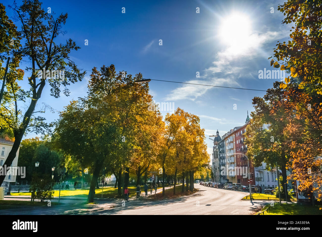 Autumn lanscape in the streets of Munich, Germany Stock Photo - Alamy