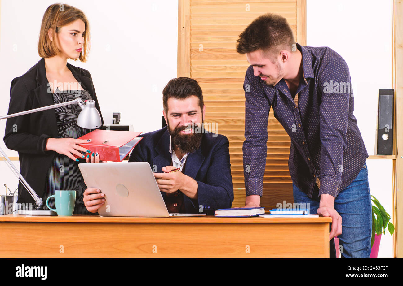 Coworkers communicate solving business tasks. Working together. Working ...