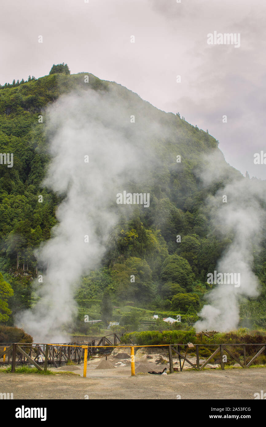 Geothermal activity in Furnas village, Sao Miguel, Azores, Portugal ...